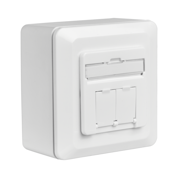 Datendose Cat.6A 500MHz oben/unten -- Aufputz, 2xRJ45, RAL9010,ET ...