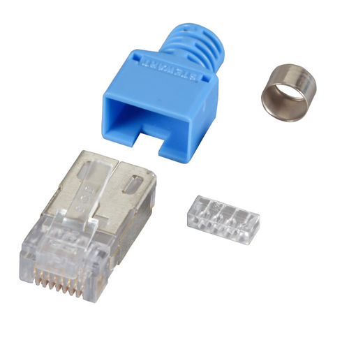 RJ45 Stewart Stecker blau, 50 Stück, 4 Elemente, Cat.5e,